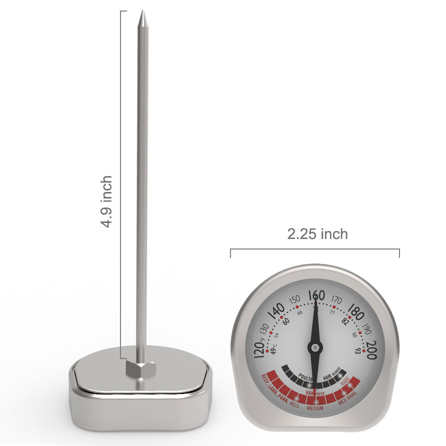 KT-Thermo B-4N 2.25" Instant Read Probe Dial Thermometer 120 to 200 ...