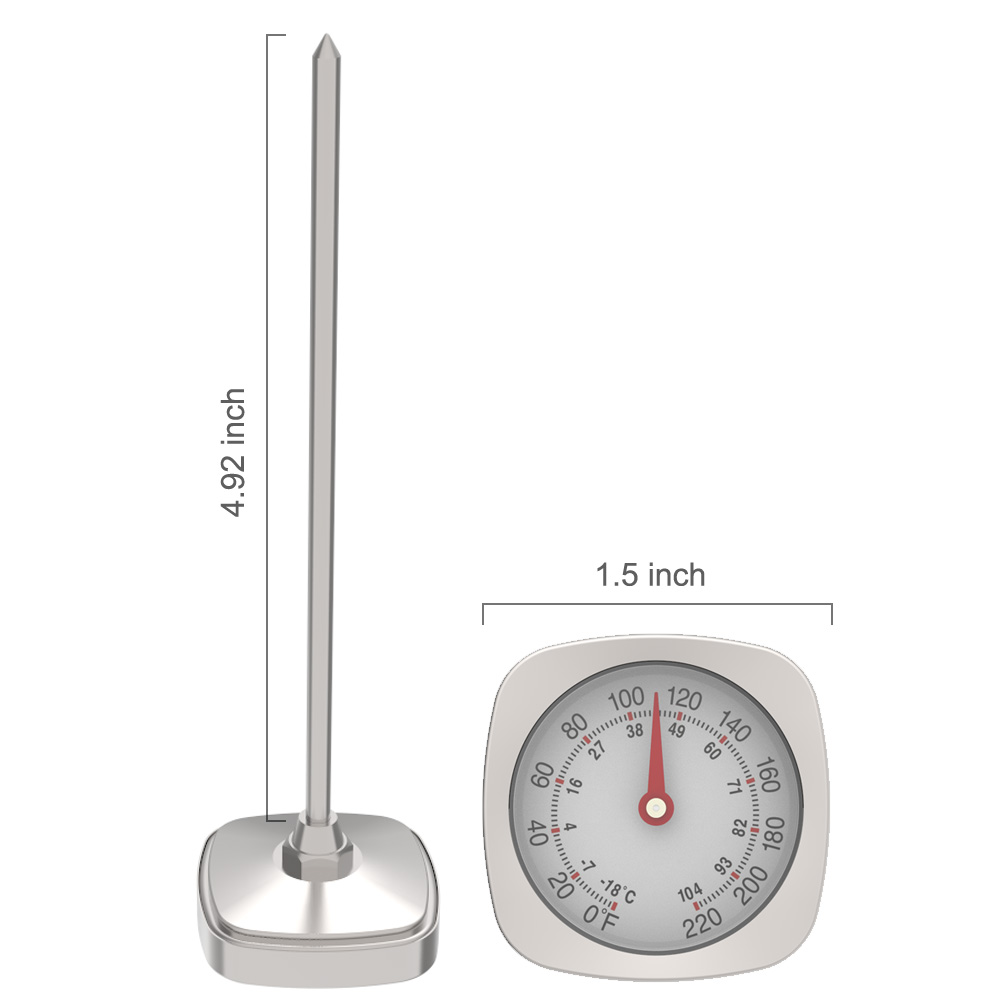 KT-Thermo B-1N Stainless Steel Milk Thermometer with 1.5-inch Dial