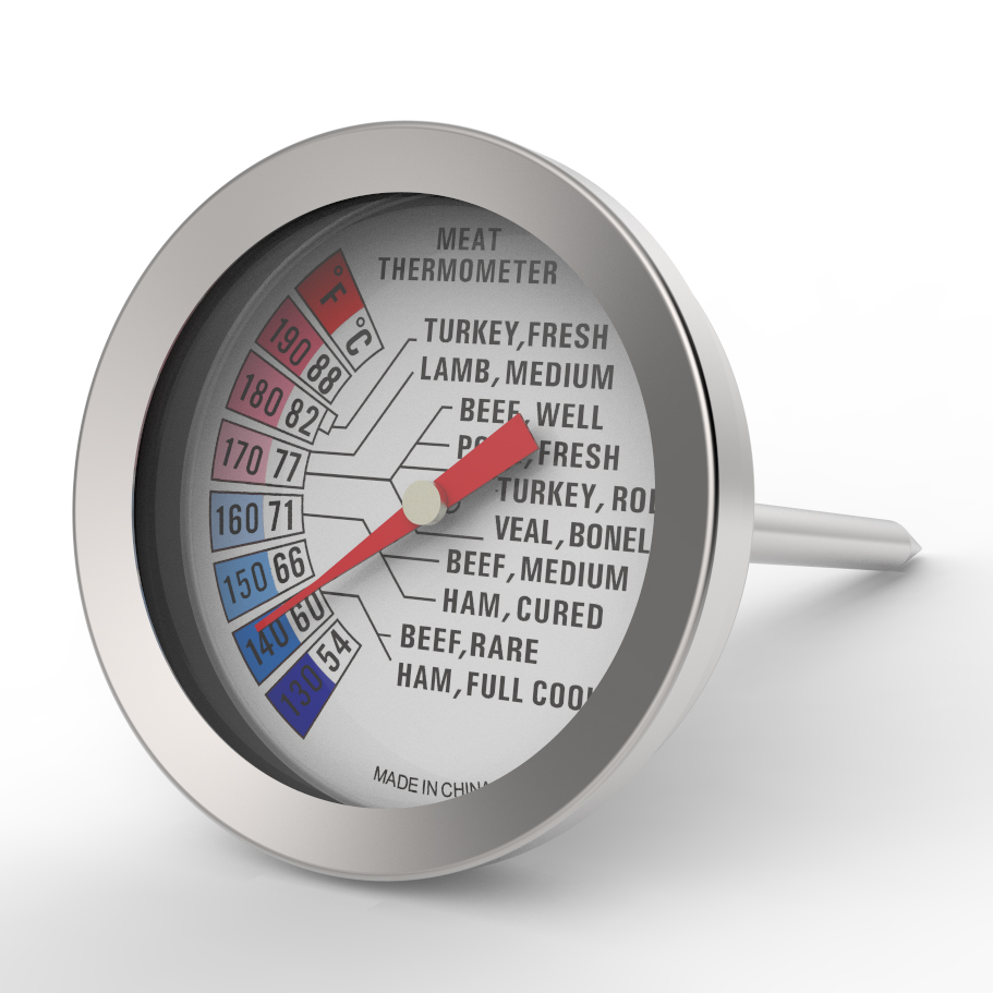 KT-Thermo B-4 Stainless Steel Meat Thermometer, 2-inch Dial