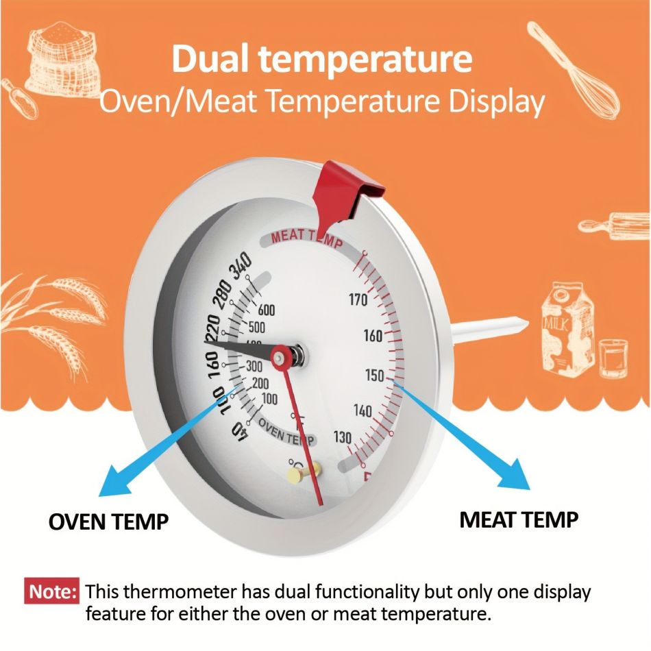 KT-Thermo B-6C Dual Temperature Oven/Meat Thermometer with a 2.8-Inch Dial