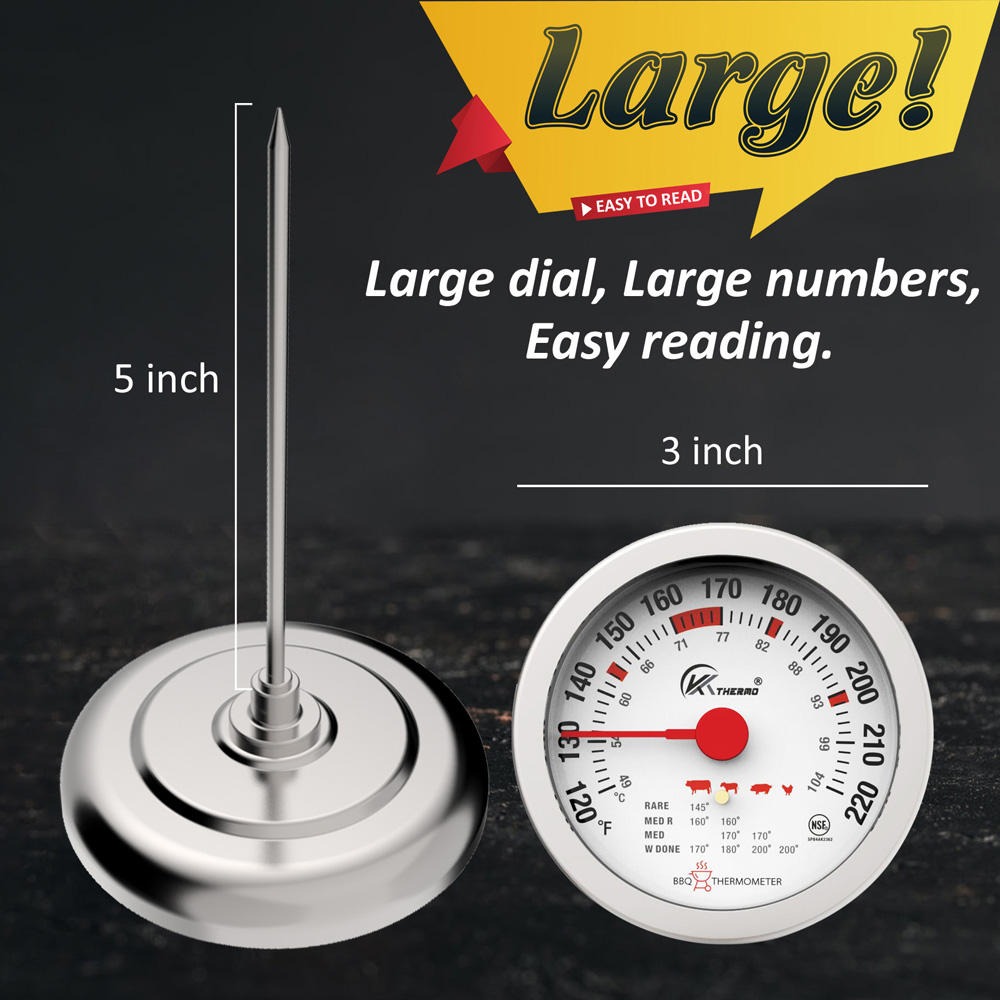 KT-Thermo B-18 3-Inch Dial Meat Thermometer: Easy Reading for Beef ...