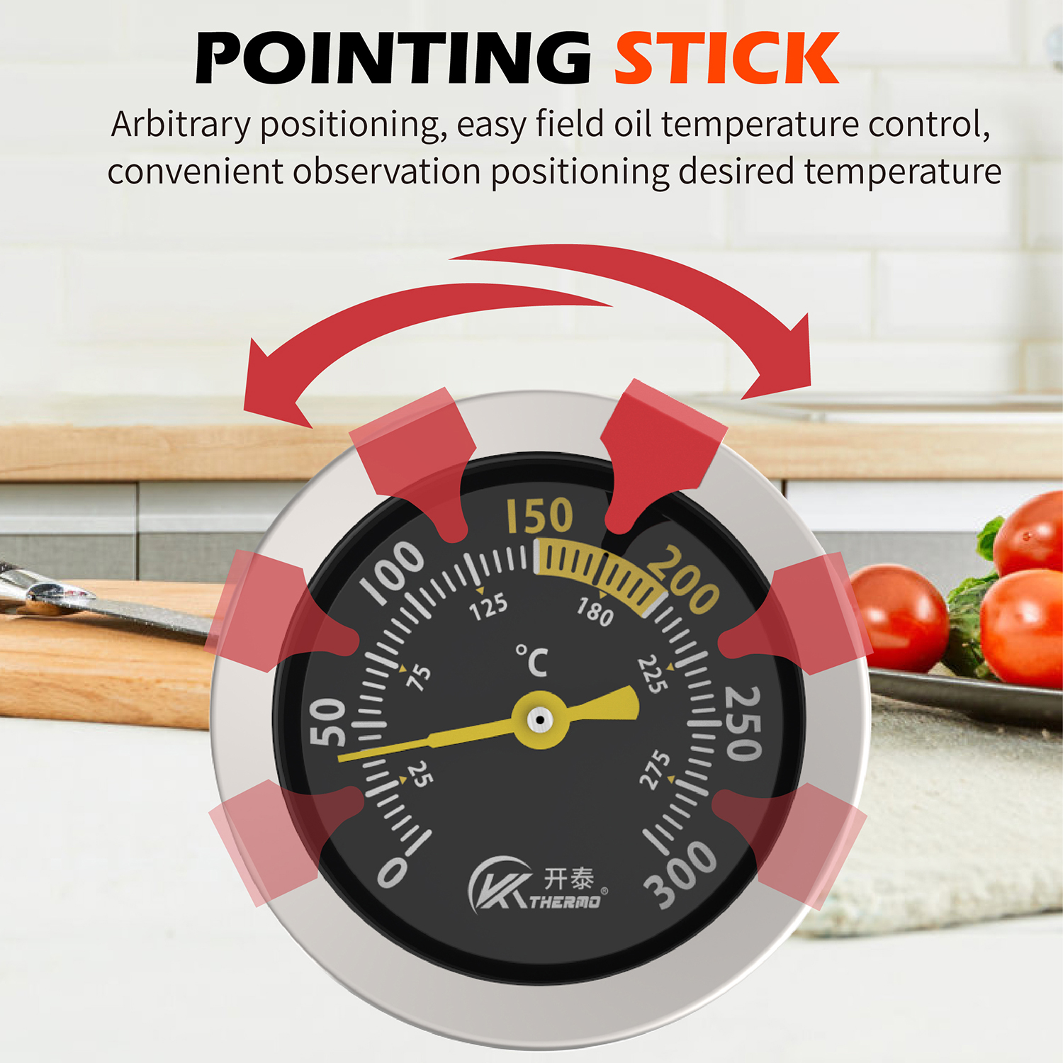 KT Thermo H15AK3068 12-Inch Stem Length Deep Fry Thermometer with 0-300 ...