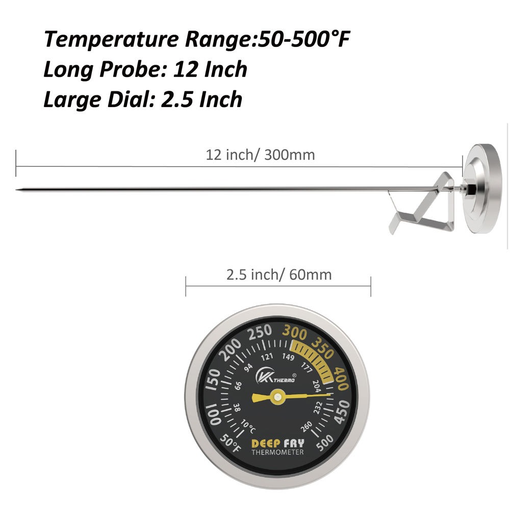 KT Thermo Glass Candy Thermometer, New Design 2.5-Inch Green Dial, 50 ...