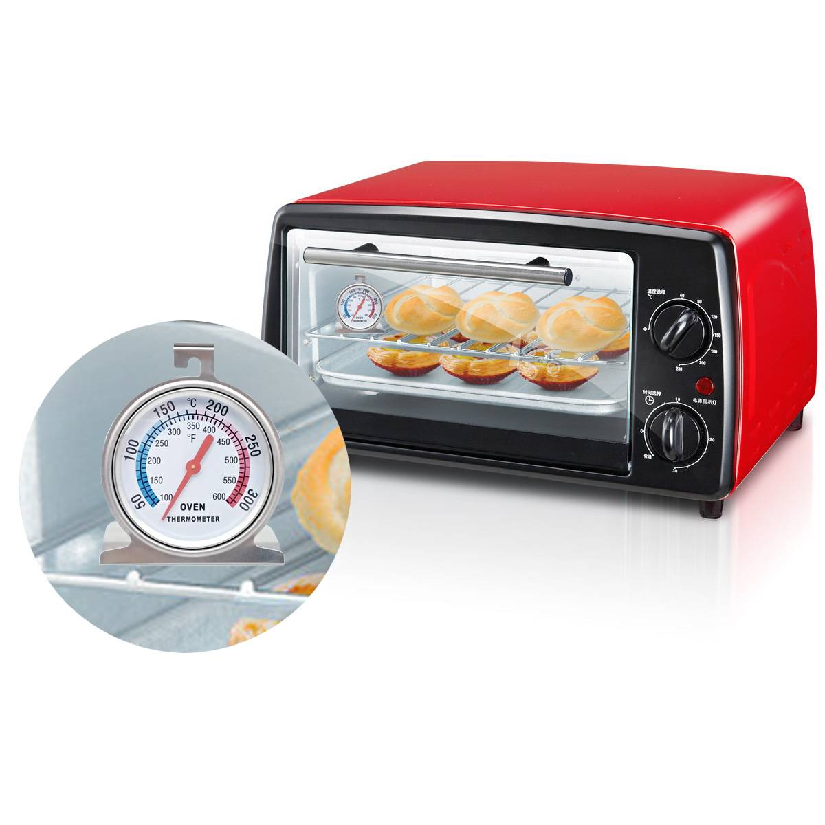 KT Thermo Large Dial Oven Thermometer, 2.55-Inch Color-Coded Display ...