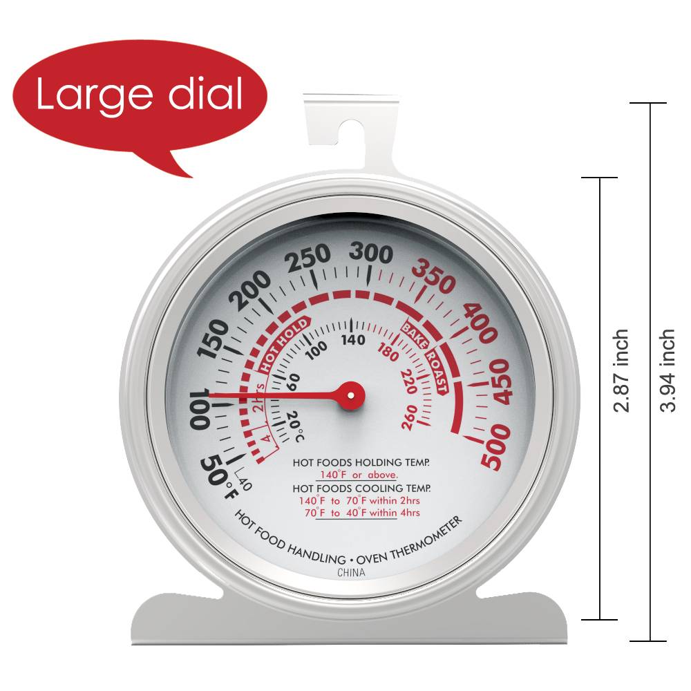KT Thermo Z-23 Large Dial Oven Thermometer with Clear Red Markings for ...