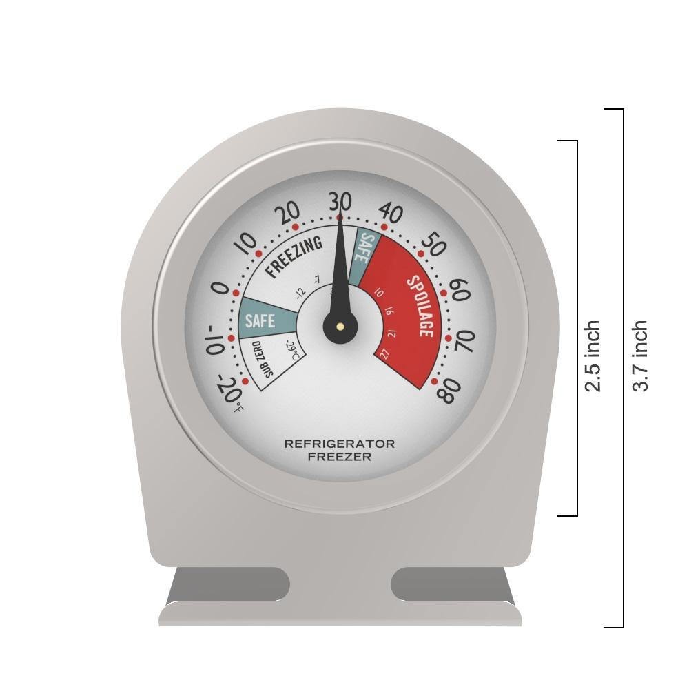 KT Thermo Z-1F 2-inch Dual-Zone Freezer Thermometer, Vertical Design ...