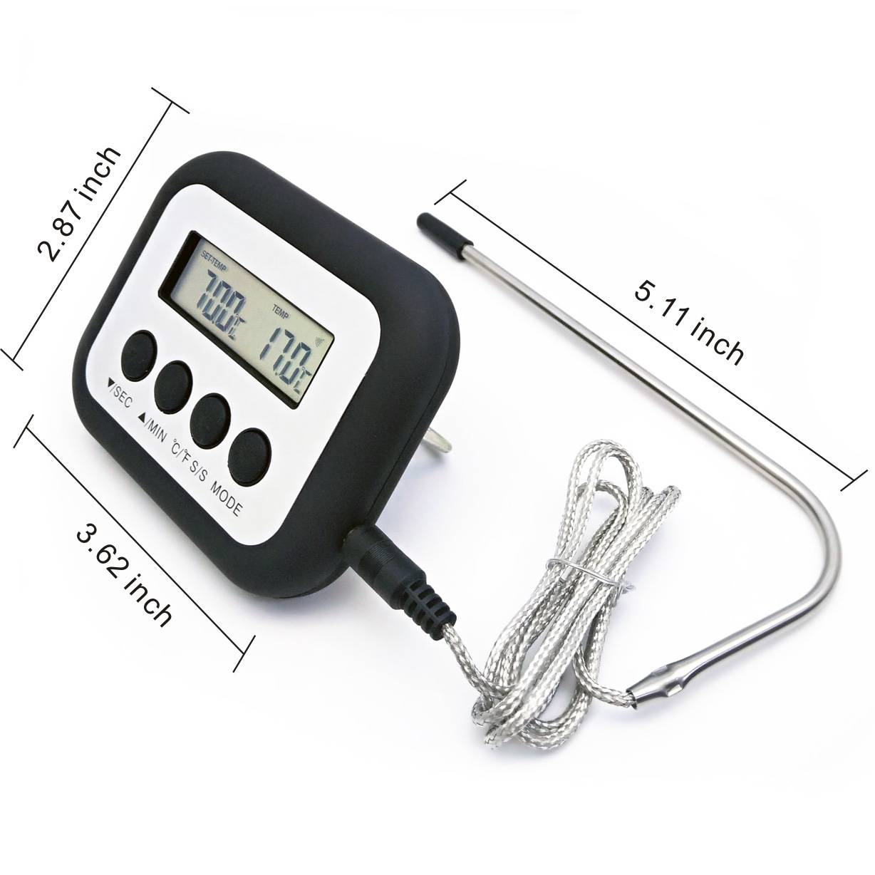 KT Thermo E-43 Wired Digital Probe Thermometer with Timer, Ideal for ...