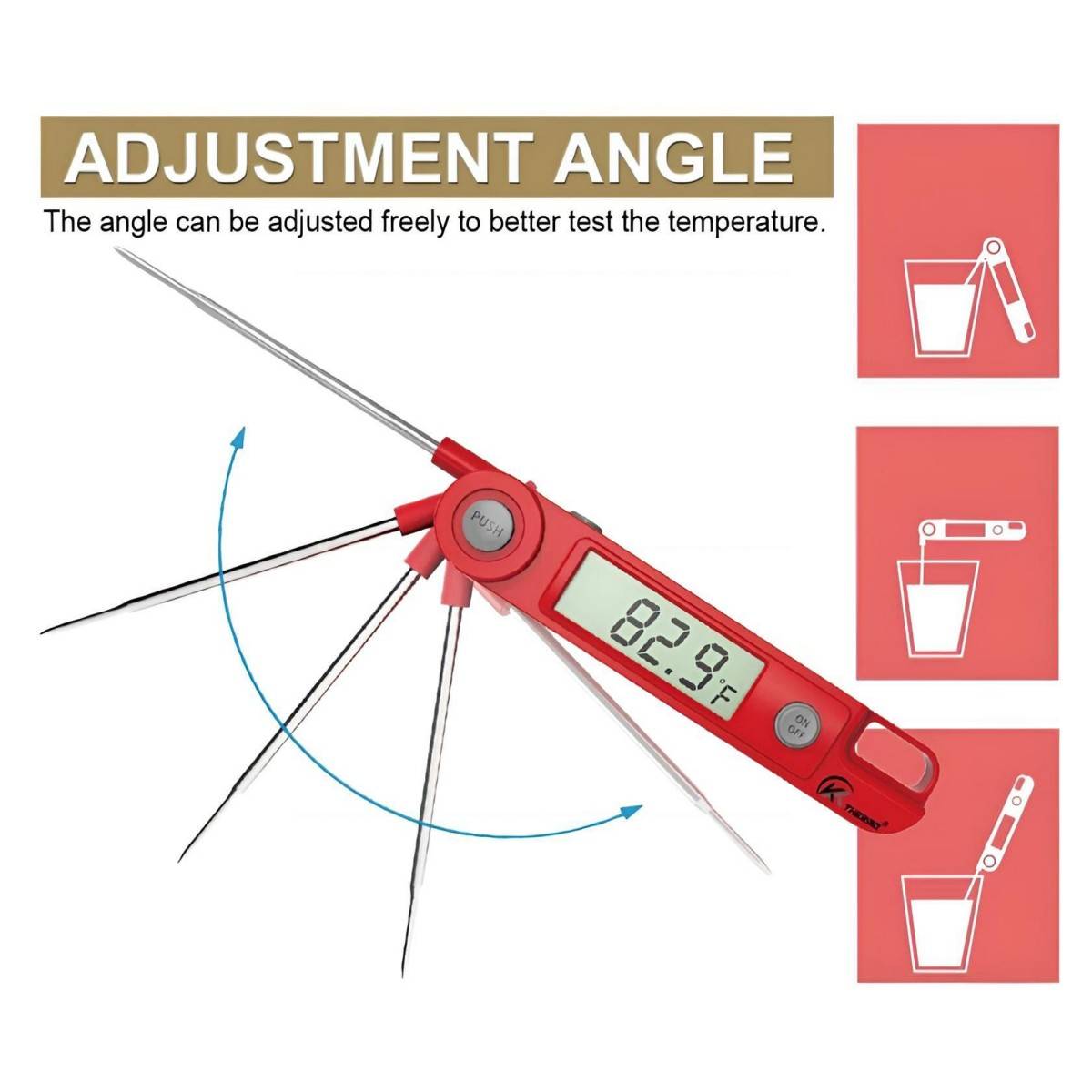 KT Thermo E-134: Red Digital Thermometer with 180° Adjustment Angle ...