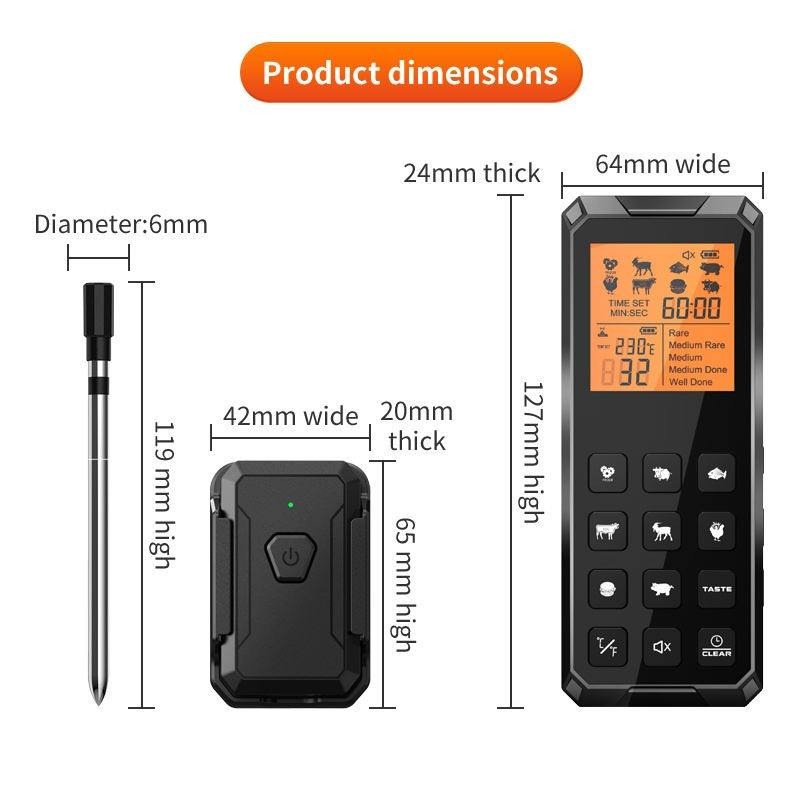 KT Thermo Single Probe Wireless Digital Meat Thermometer with Signal ...