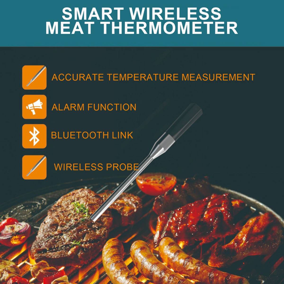 KT Thermo Smart Wireless BBQ Thermometer: Portable Outdoor Use, Single ...