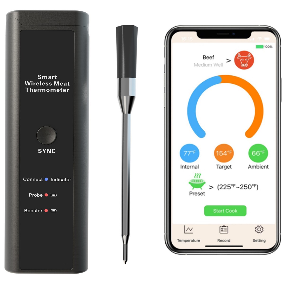 KT Thermo Smart Wireless BBQ Thermometer: Portable Outdoor Use, Single ...