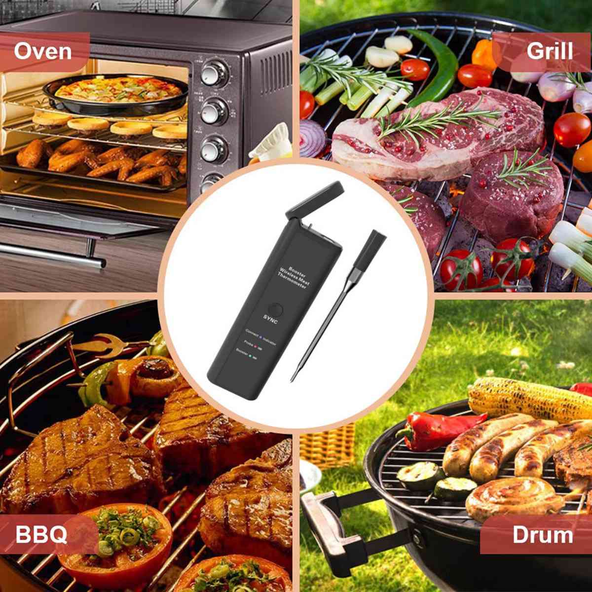 KT Thermo Smart Wireless BBQ Thermometer: Portable Outdoor Use, Single ...