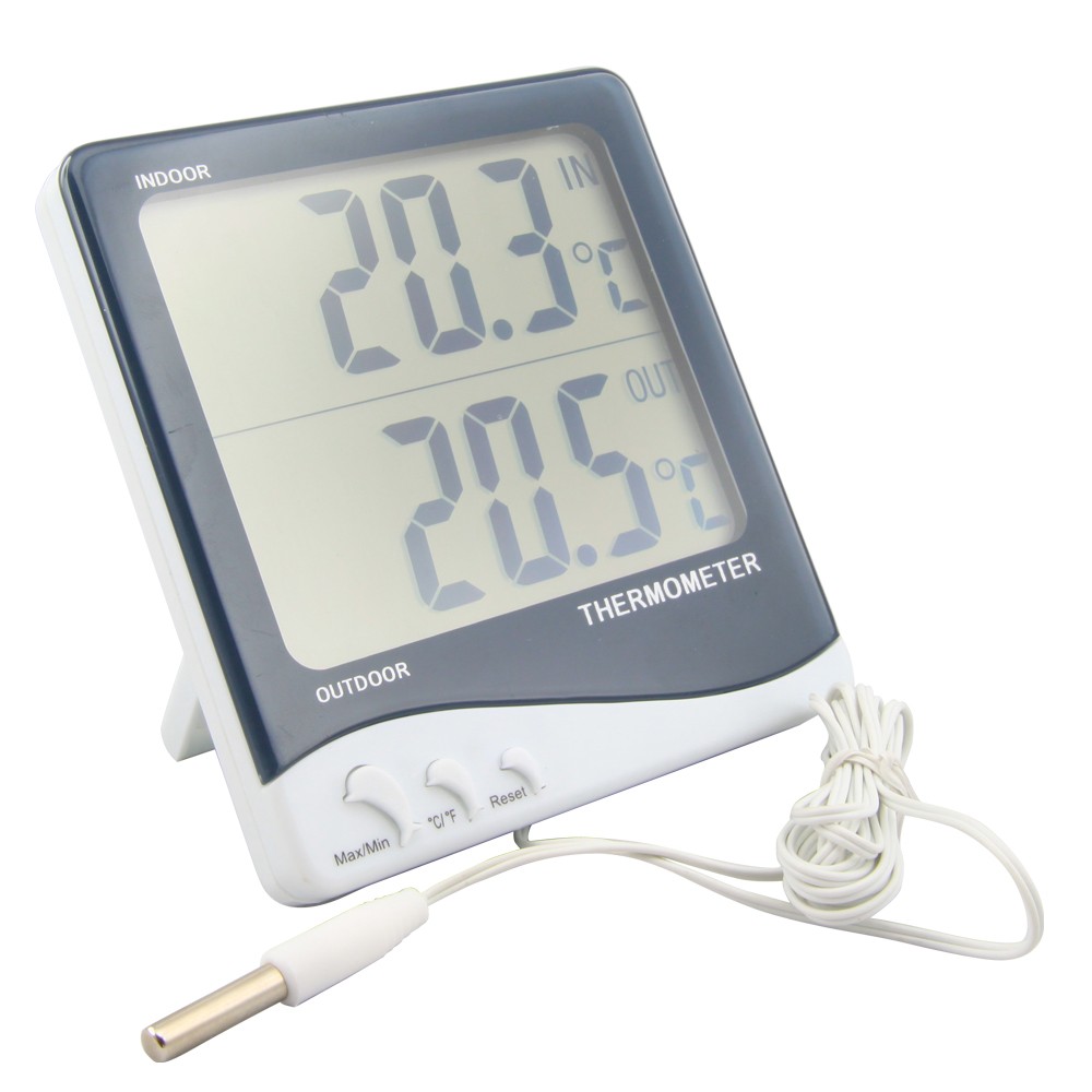 KT Thermo E-37A Indoor Outdoor Thermometer Wired with Large LCD Display ...