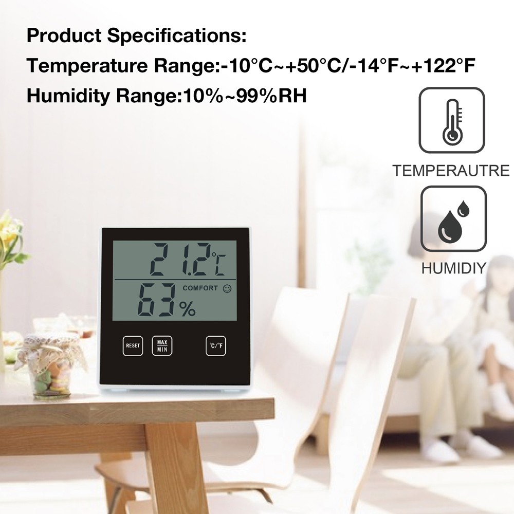 KT Thermo E-59B Digital LCD Indoor Temperature & Humidity Meter with ...