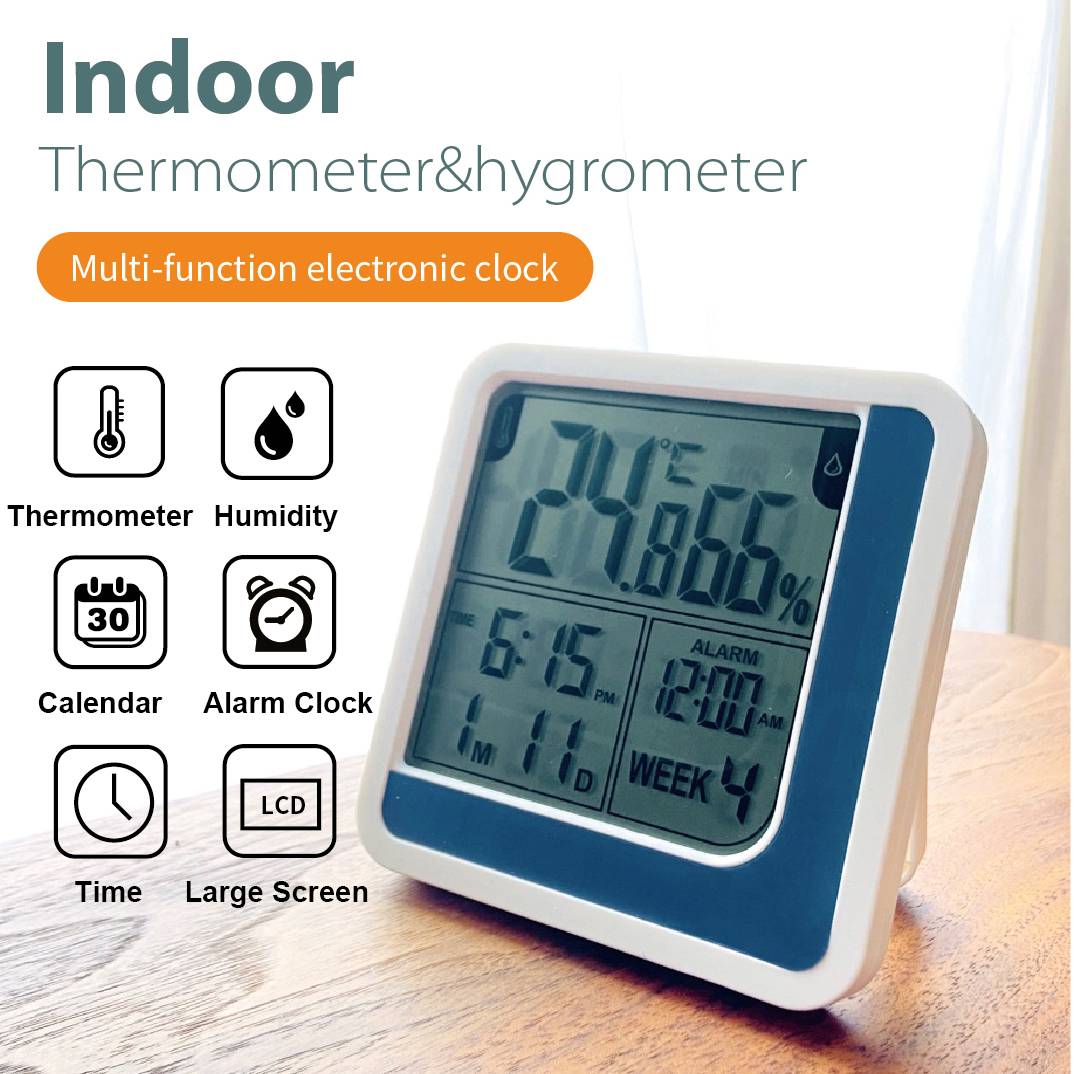 KT Thermo 3-in-1 Household Thermometer & Humidity Meter with Time and ...