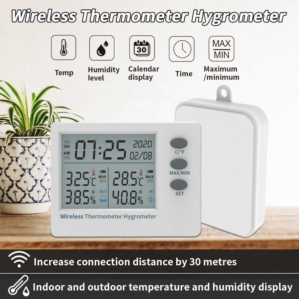 KT Thermo WiFi Wireless Temperature & Hygrometer with Indoor and ...