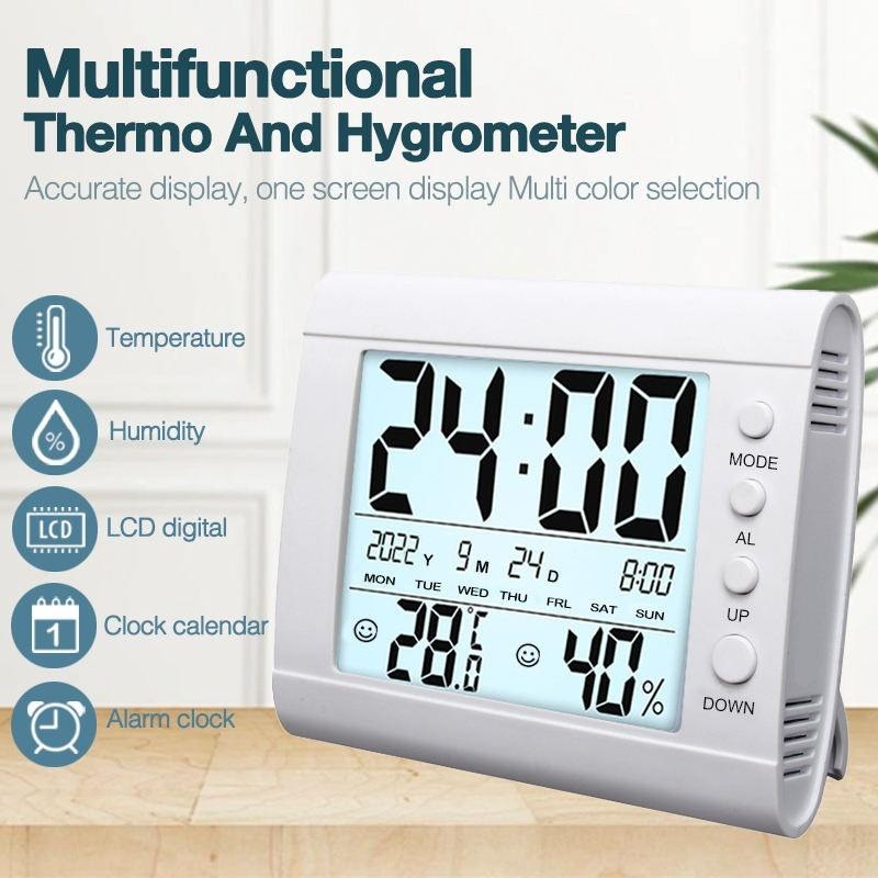 KT Thermo Indoor Digital Thermometer & Hygrometer with Calendar, Time ...