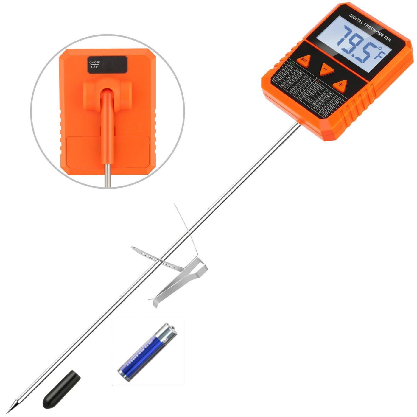 KT Thermo Waterproof Digital Candy Thermometer Features 9-Inch Probe ...