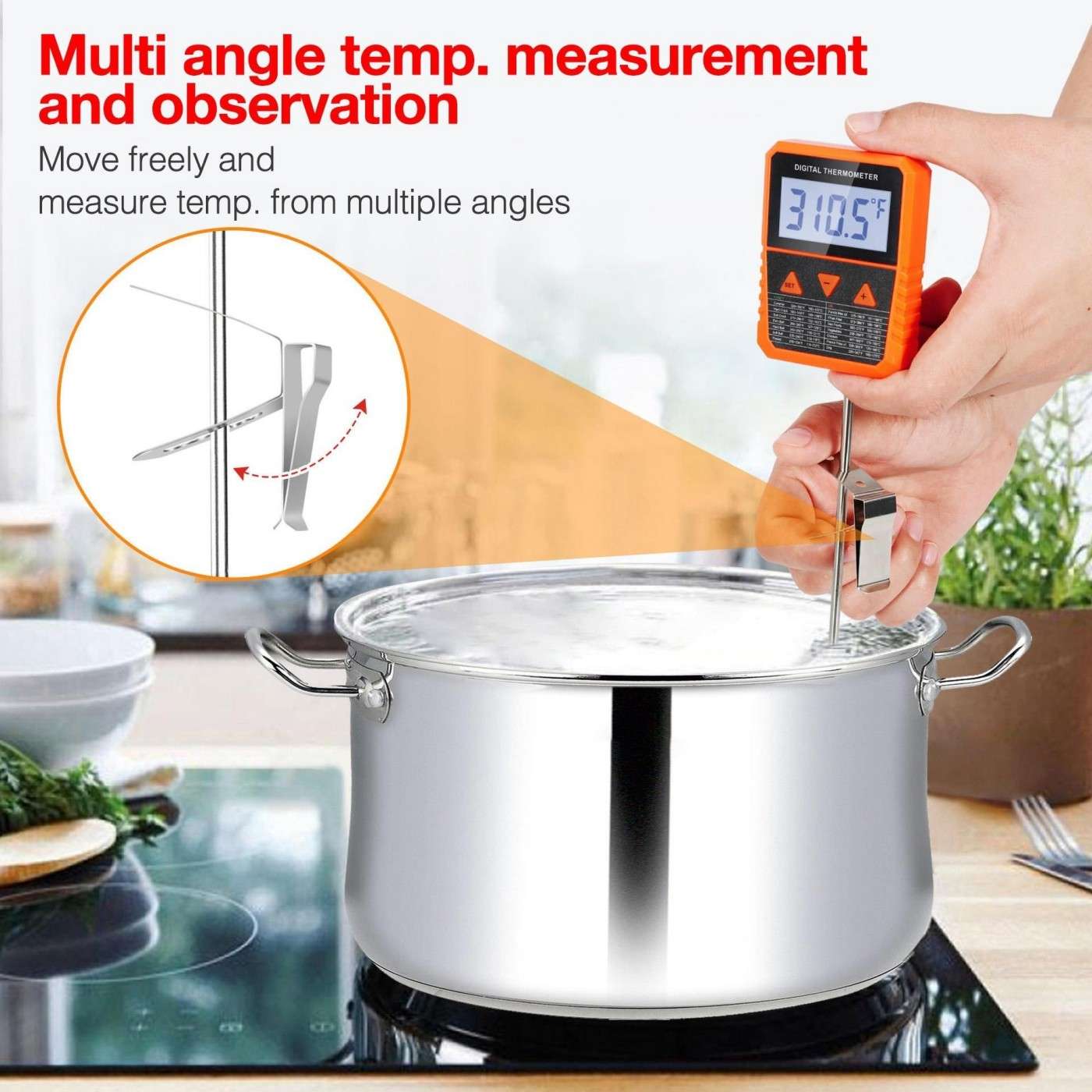 KT Thermo Waterproof Digital Candy Thermometer Features 9-Inch Probe ...