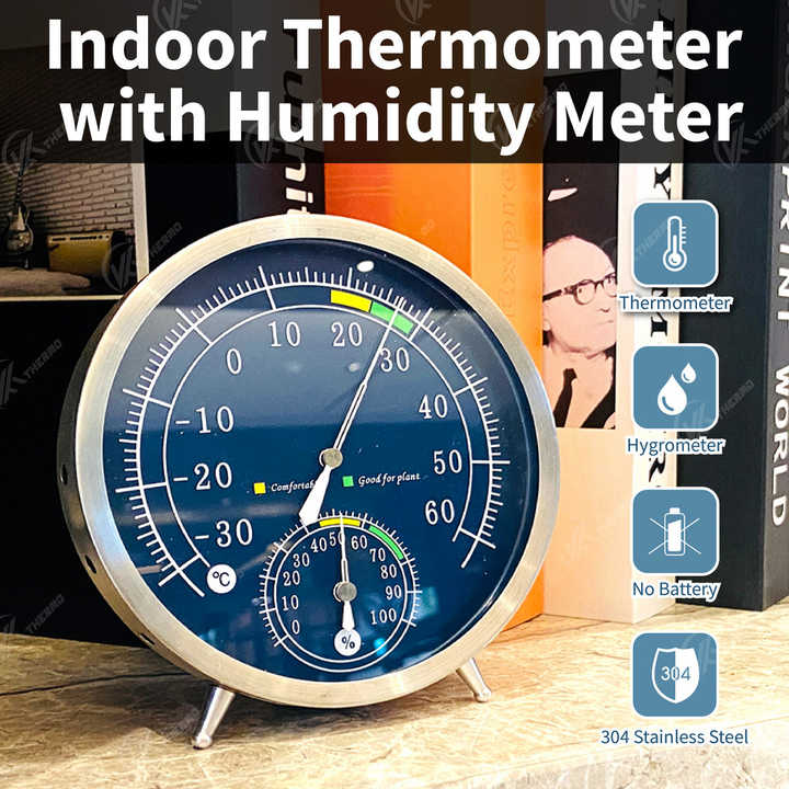 KT Thermo X-52 Stainless Steel Indoor Analog Thermometer & Hygrometer ...
