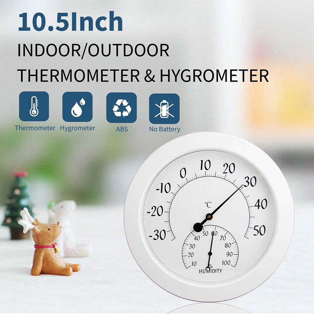 KT Thermo X42 10.5-Inch Large Wall Thermometer & Hygrometer with ...