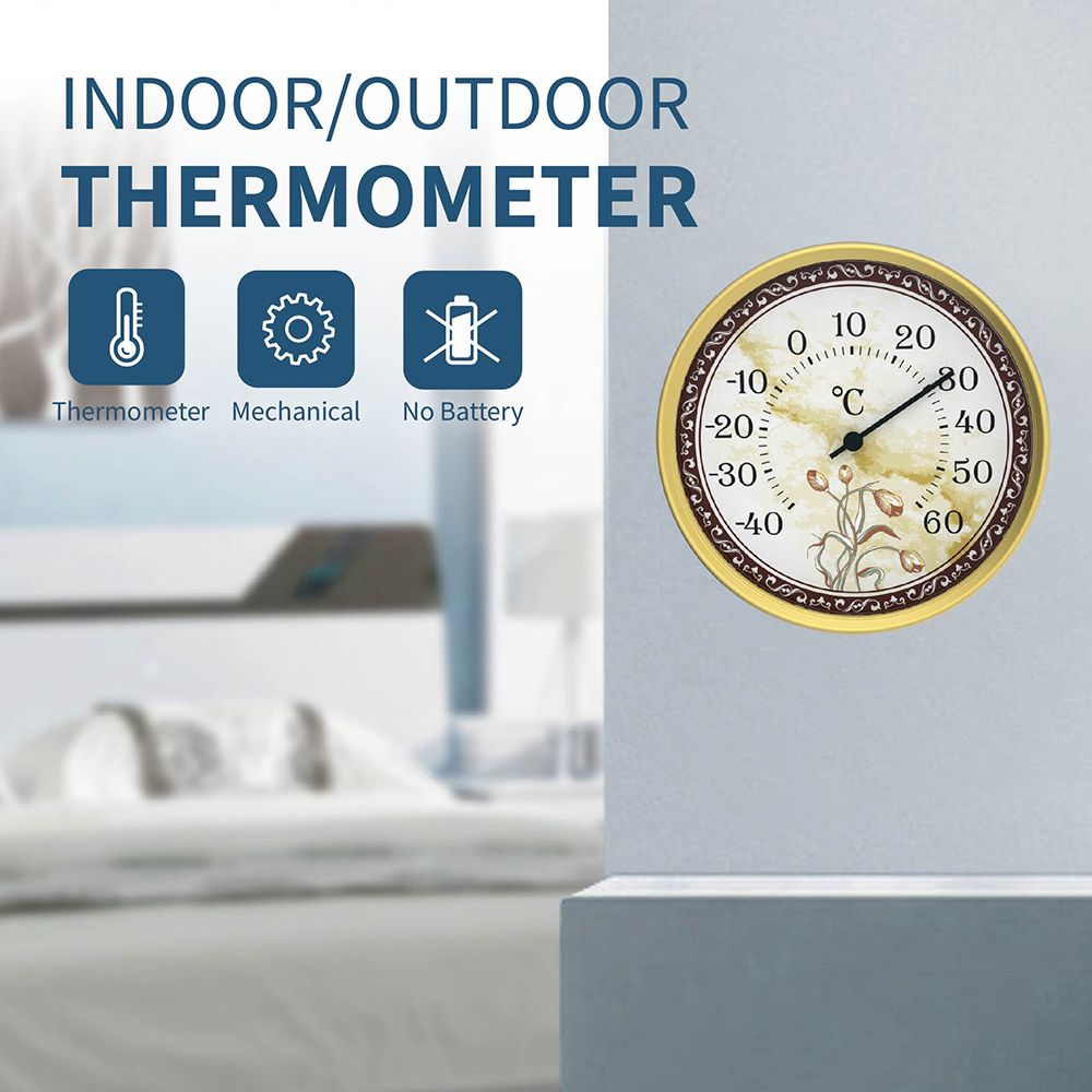 KT Thermo Stylish 4-Inch Living Room Thermometer with Floral Pattern ...
