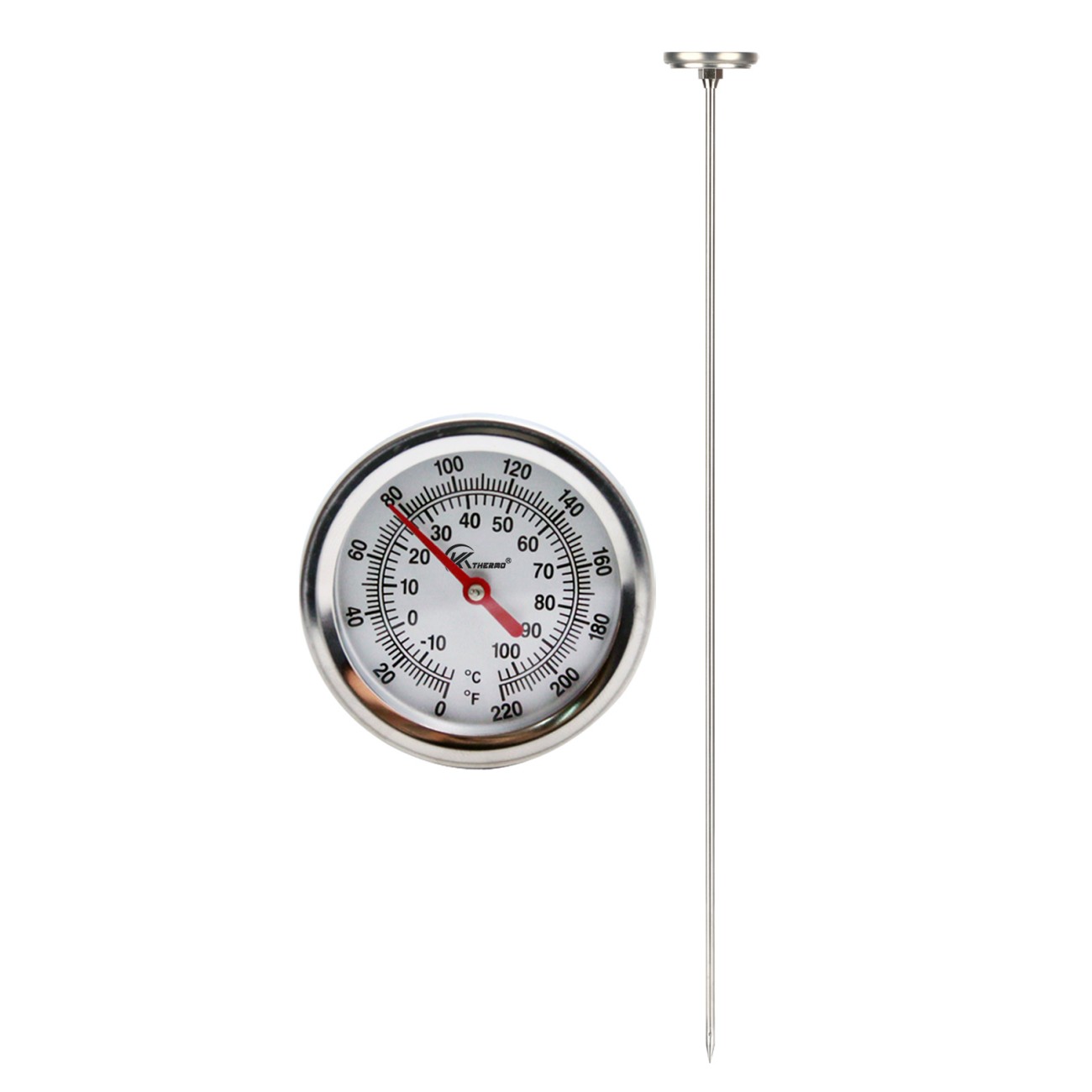 KT Thermo 20-Inch Outdoor Garden Thermometer: High Accuracy Button Glass Dial with Dual °C/°F Scale