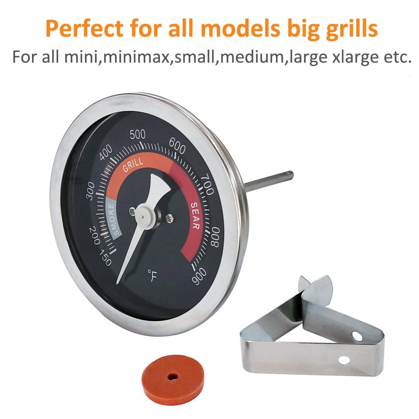 KT Thermo 3.2-Inch Pit Barbecue Thermometer, Easy-to-Read Black Dial ...