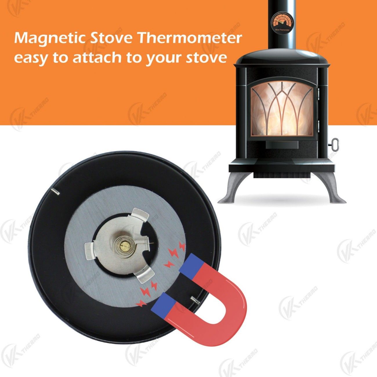 KT Thermo Wood Stove Thermometer, Magnetic Design with Ceramic Panel ...