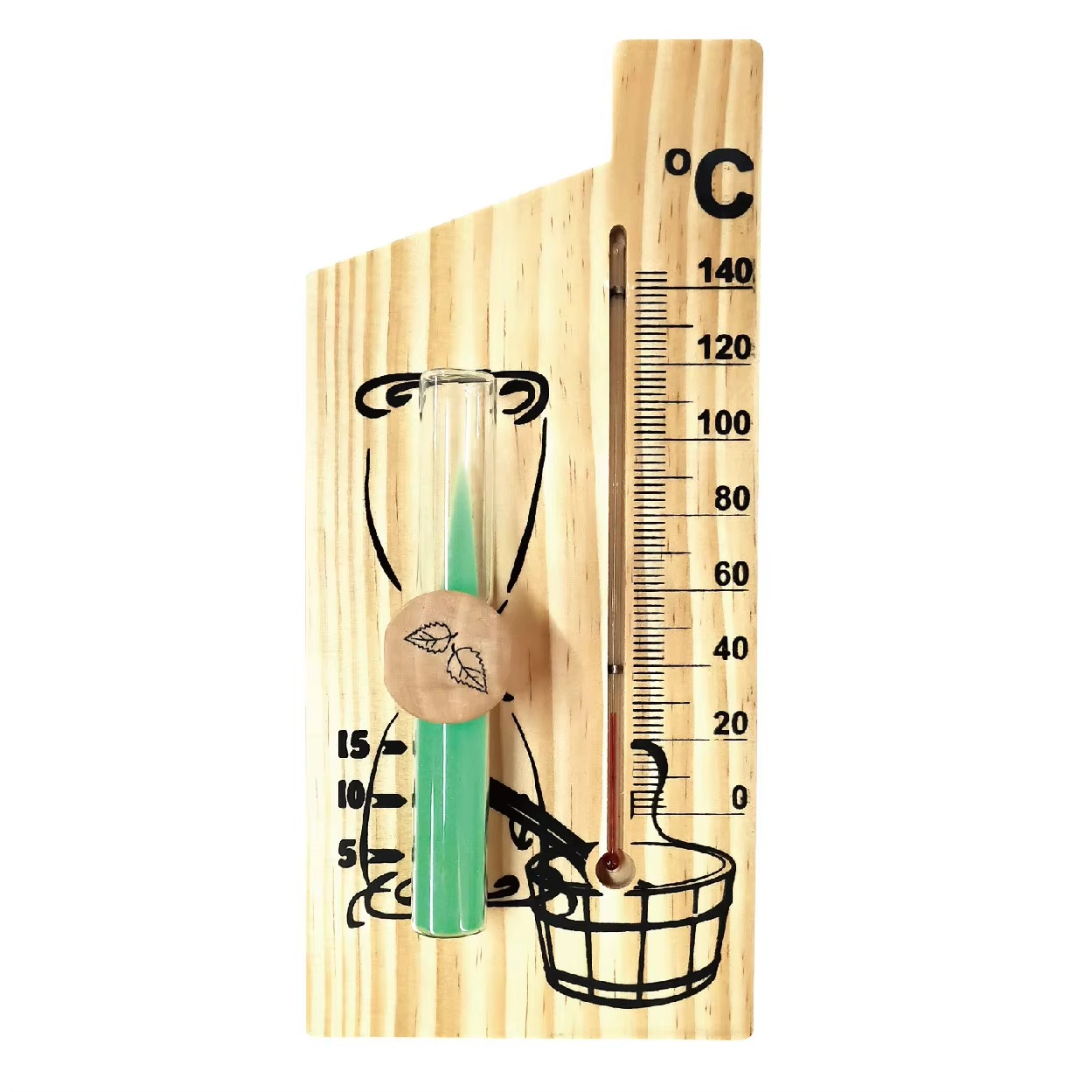 2 in 1 Sauna Thermometer with Hourglass Timer – Wooden 15-Minute Sand ...