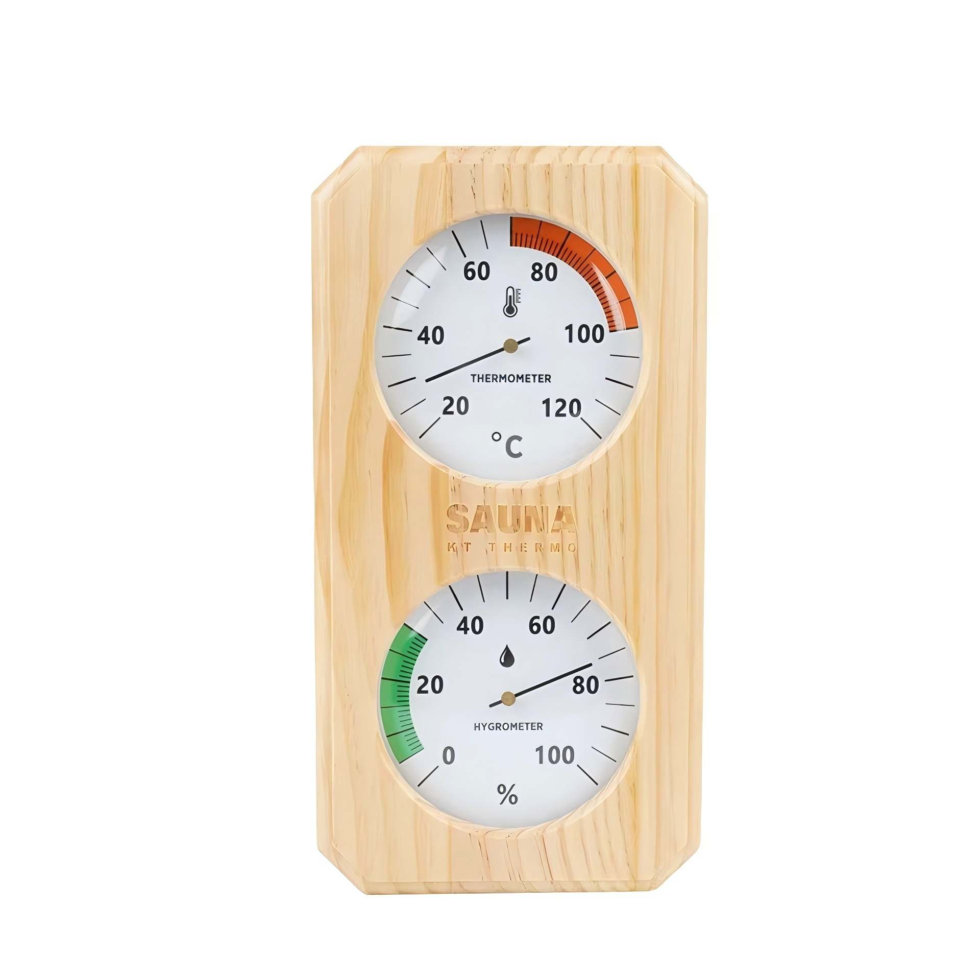 KT Thermo 2-in-1 Sauna Thermometer and Hygrometer – Wooden Temperature & Humidity Gauge in ...