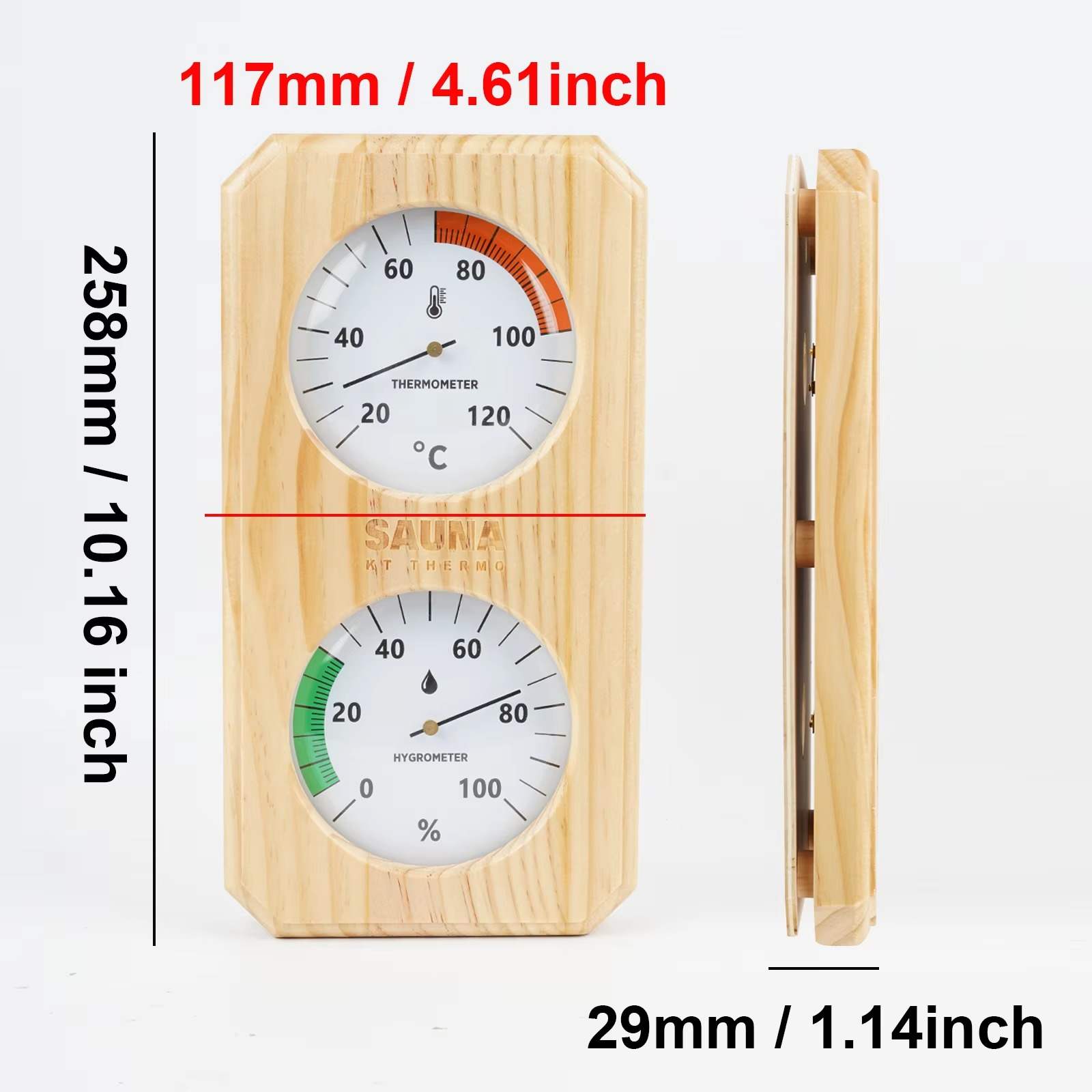 KT Thermo 2-in-1 Sauna Thermometer and Hygrometer – Wooden Temperature ...