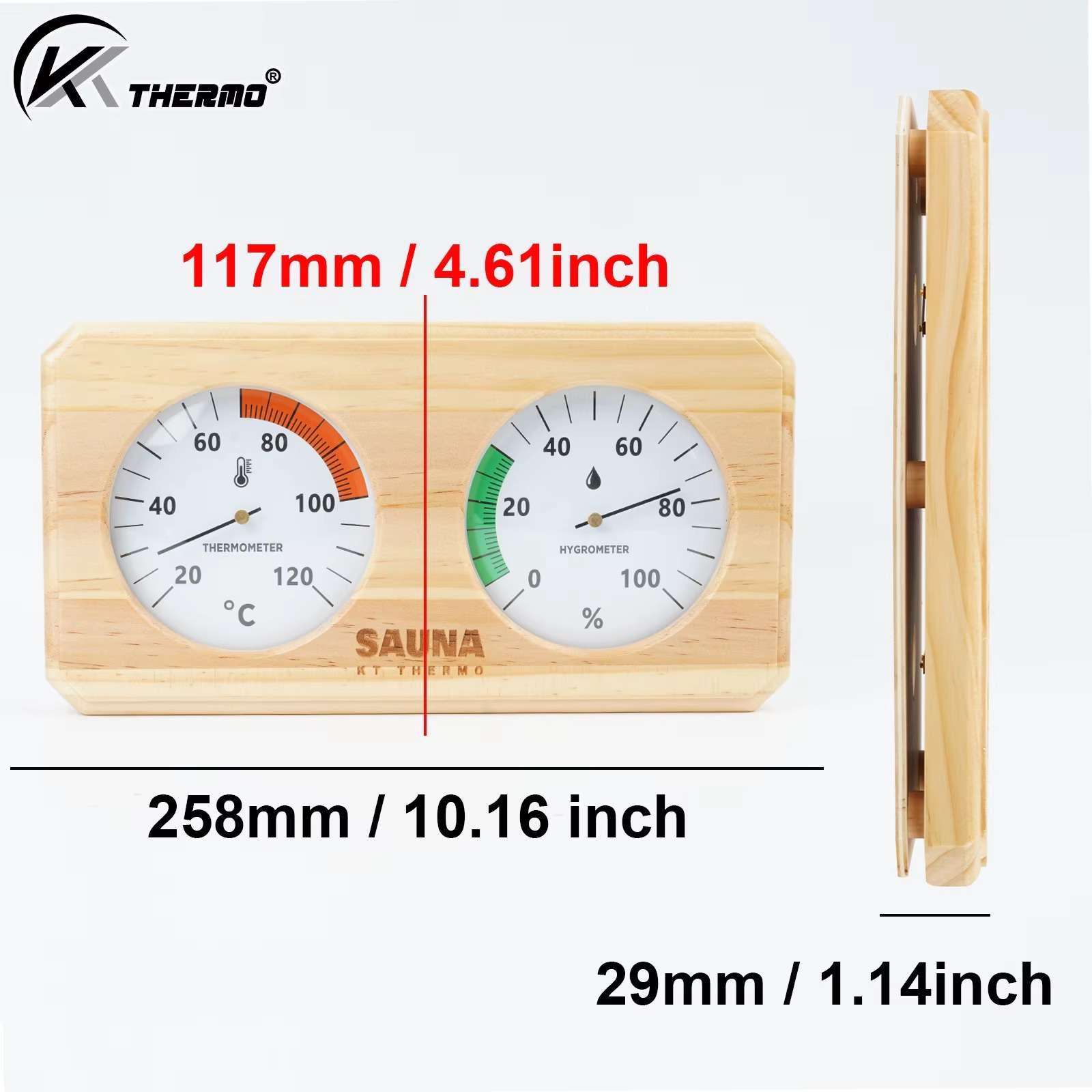 KT Thermo Wooden Sauna Thermometer & Hygrometer – B2B Manufacturer Supplier