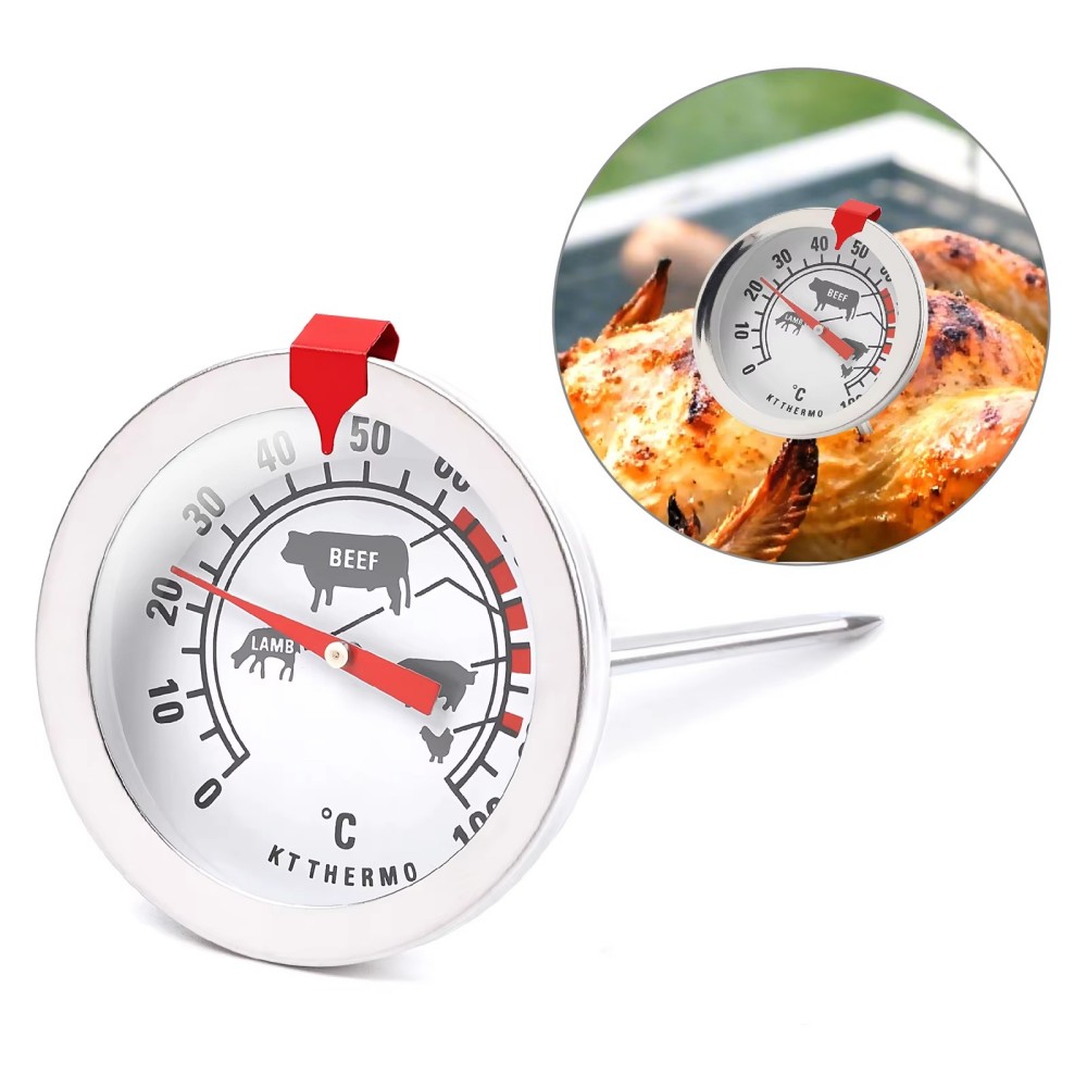 Stainless Steel Meat Thermometer for bbq – 2-inch Dial with Temp Guide ...