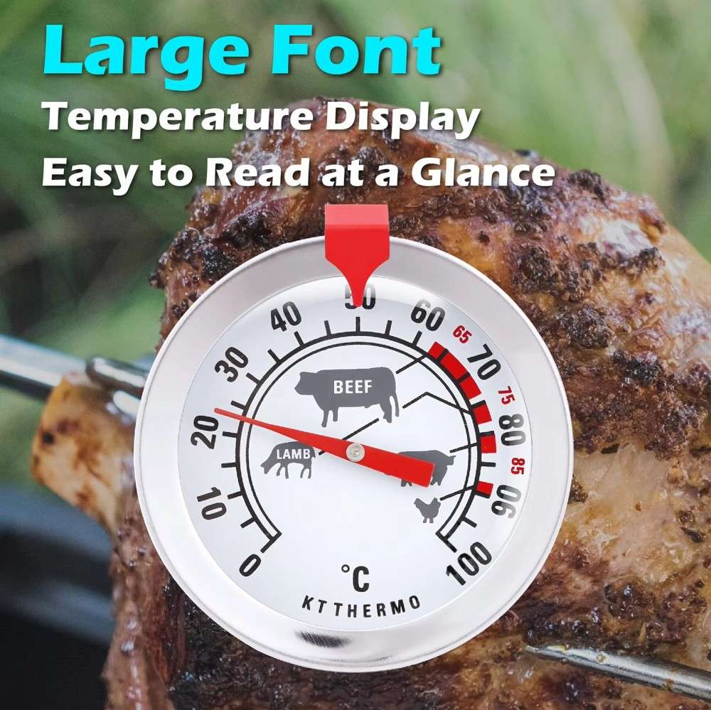 Stainless Steel Meat Thermometer for bbq – 2-inch Dial with Temp Guide ...