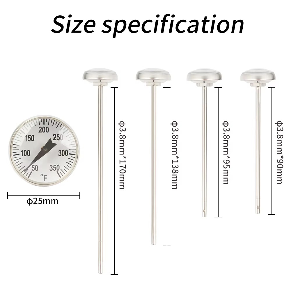 Locomotive Fuel Tank Thermometer 50-350°F – SS304 95mm Probe