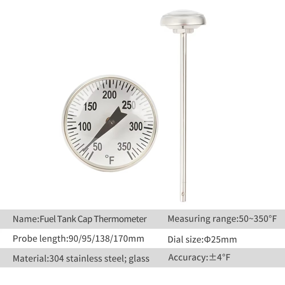 Locomotive Fuel Tank Thermometer 50-350°F – SS304 95mm Probe