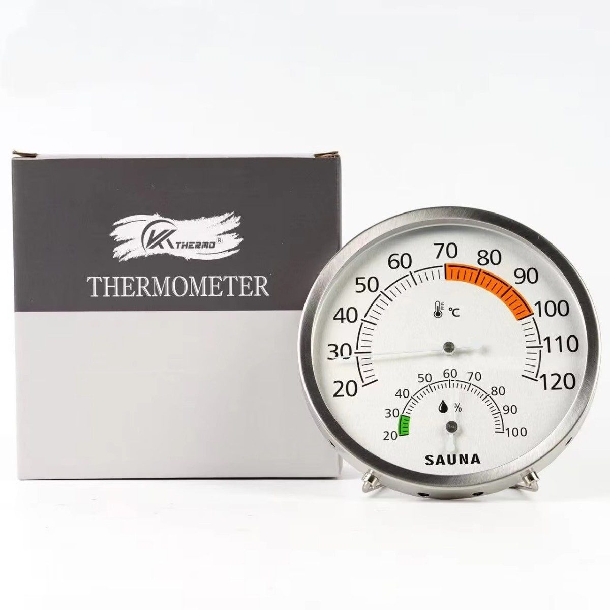 KT Thermo sauna Hygrometer & Thermometer – Stainless Steel Wall-Mount ...
