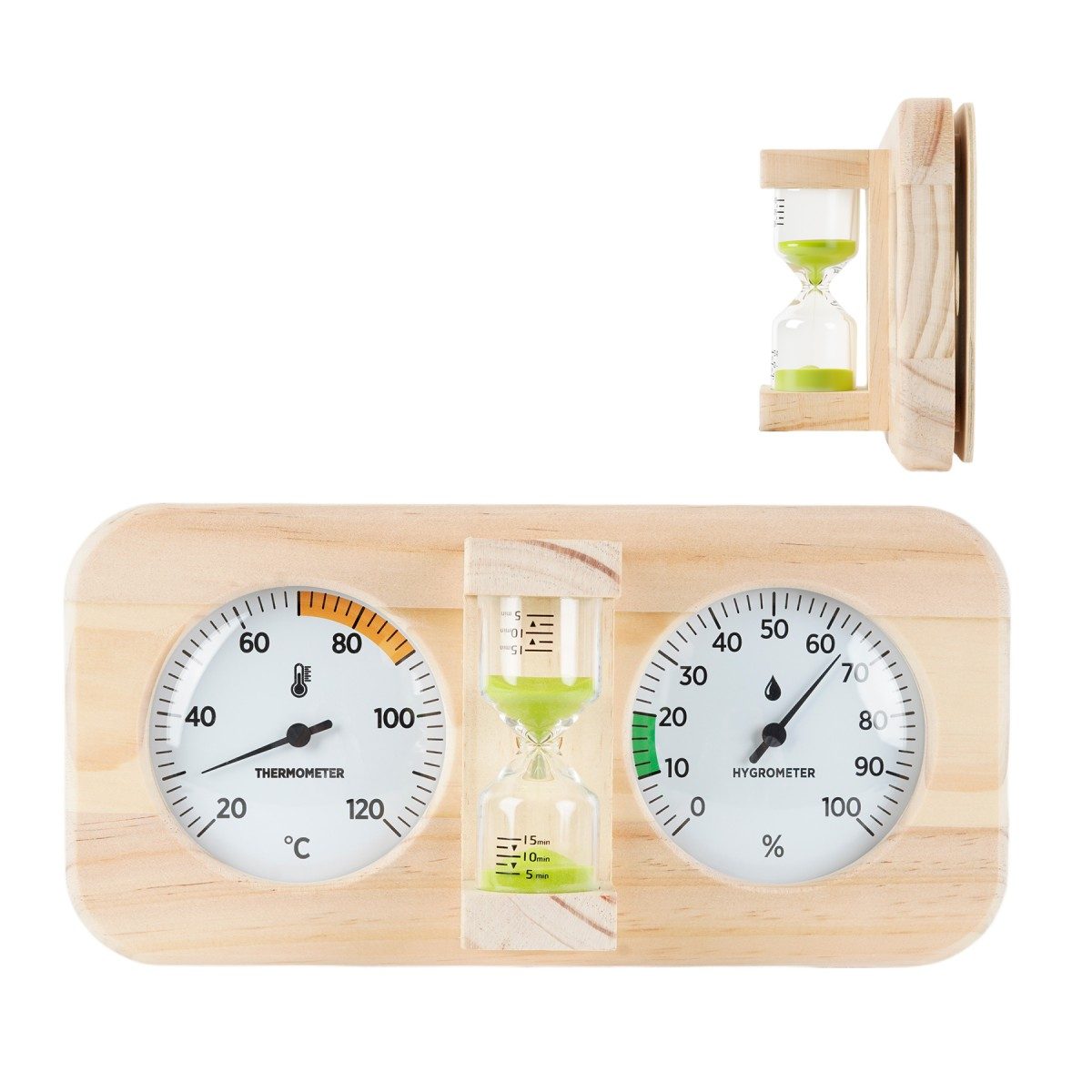 Custom Wooden Sauna Humidity & Temperature Gauge with Elegant Rotating ...